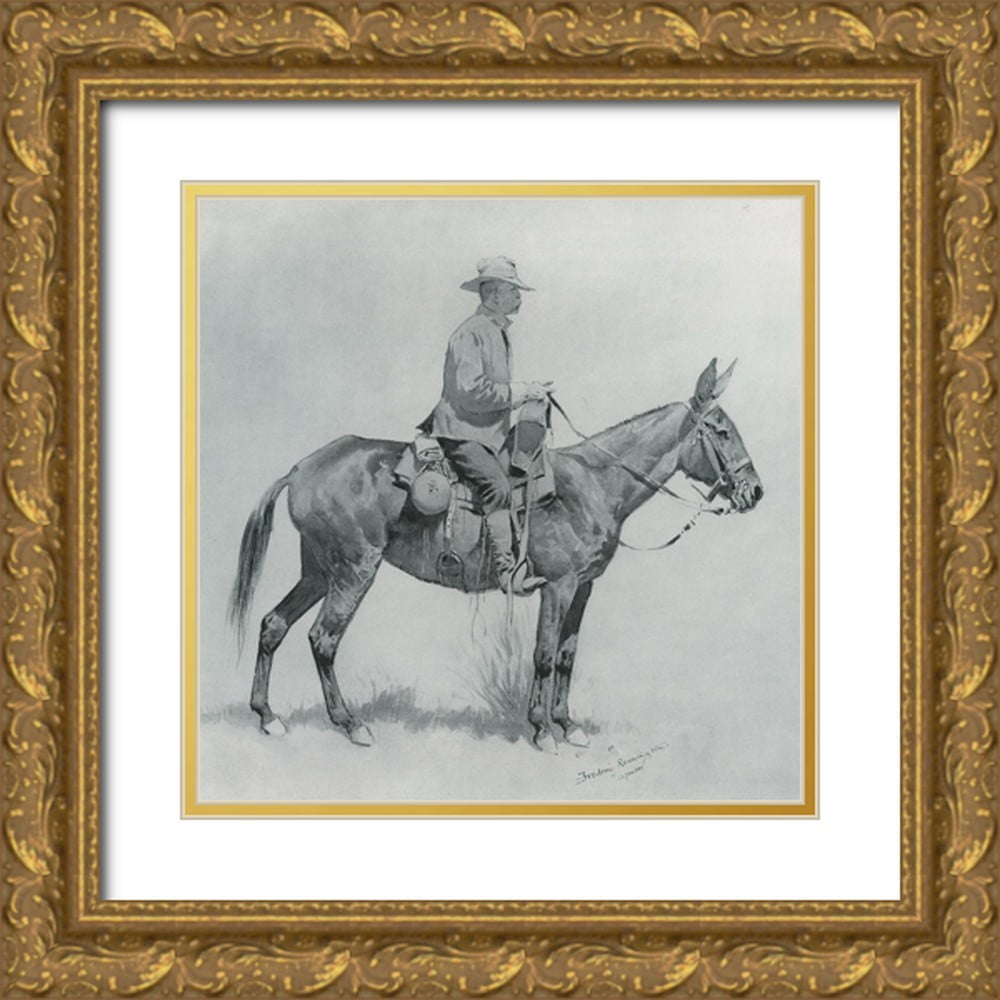 Remington, Frederic 15x15 Gold Ornate Wood Framed with Double Matting ...