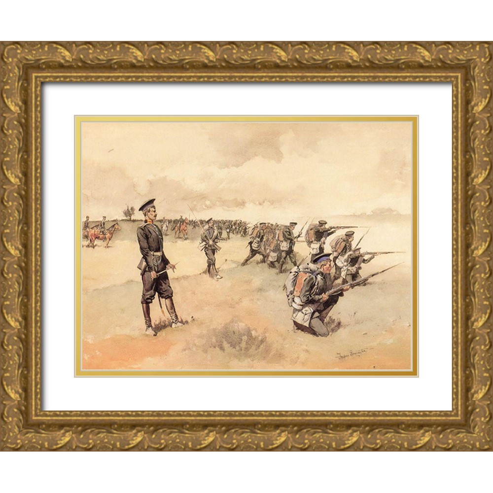 Remington, Frederic 18x15 Gold Ornate Wood Framed with Double Matting ...