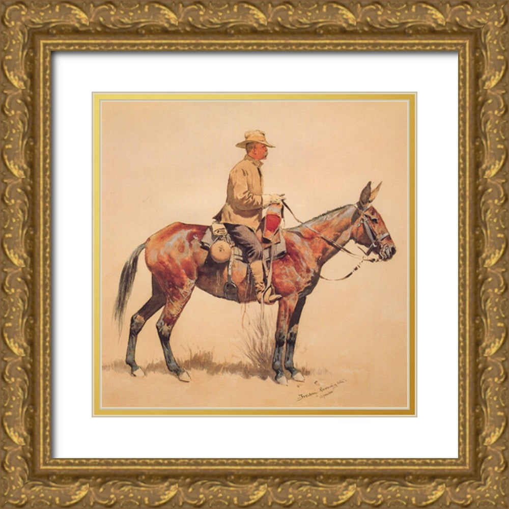 Remington, Frederic 26x26 Gold Ornate Wood Framed with Double Matting ...