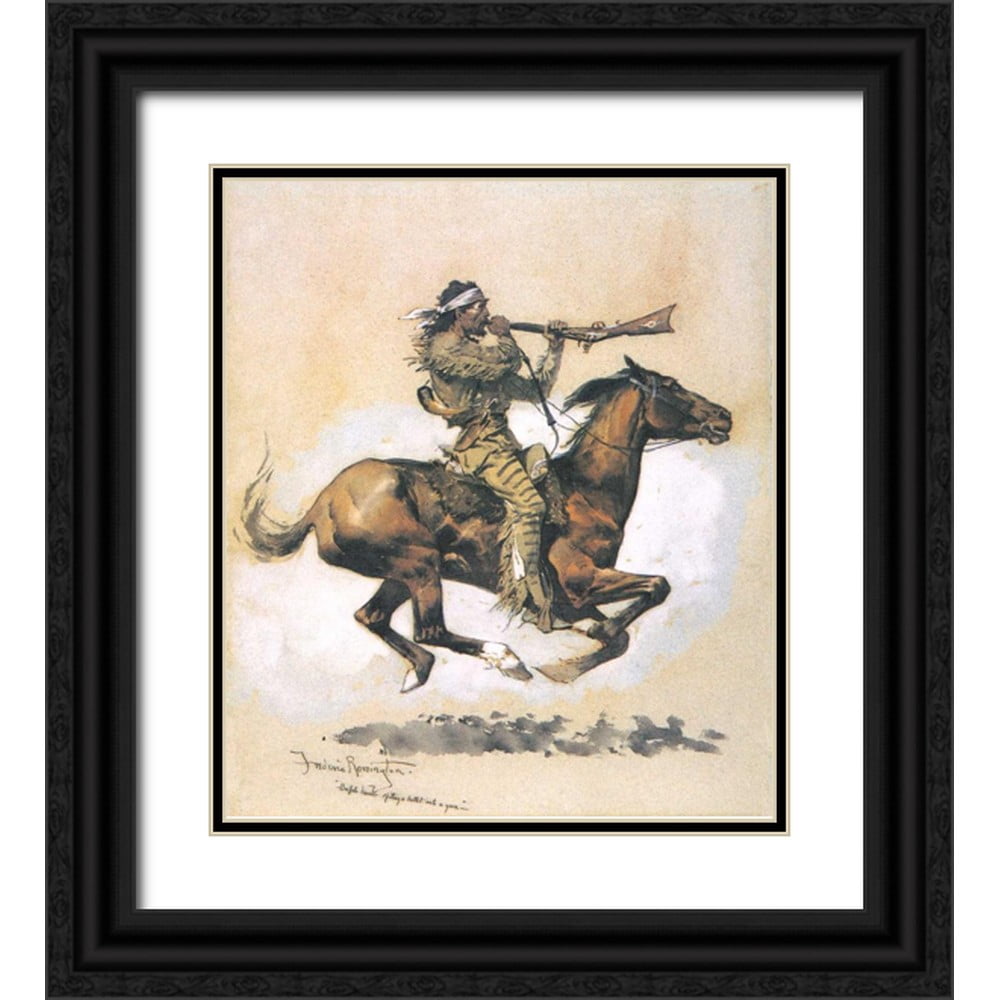 Remington, Frederic 26x30 Black Ornate Wood Framed with Double Matting ...