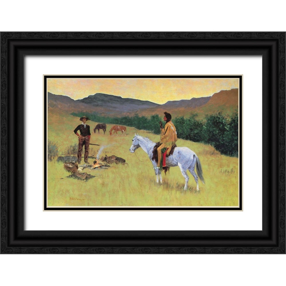Remington, Frederic 32x23 Black Ornate Wood Framed with Double Matting ...