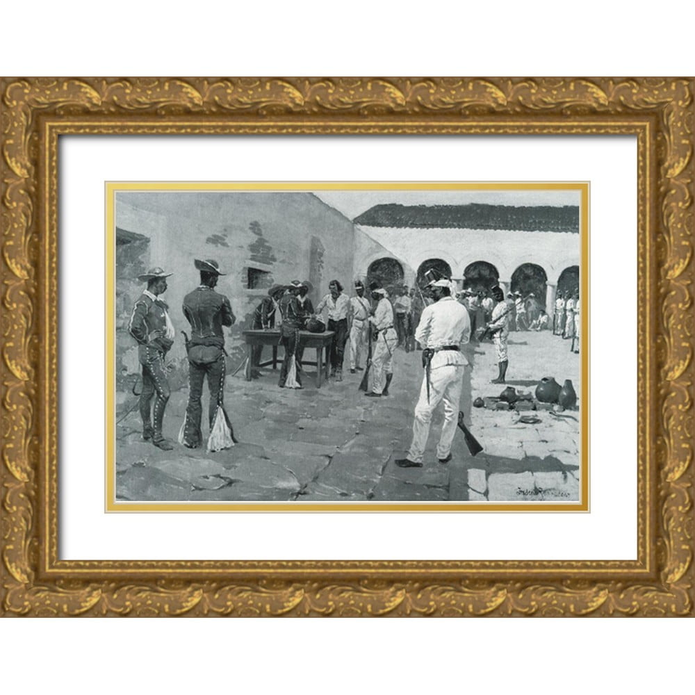 Remington, Frederic 32x23 Gold Ornate Wood Framed with Double Matting Museum Art Print Titled ...