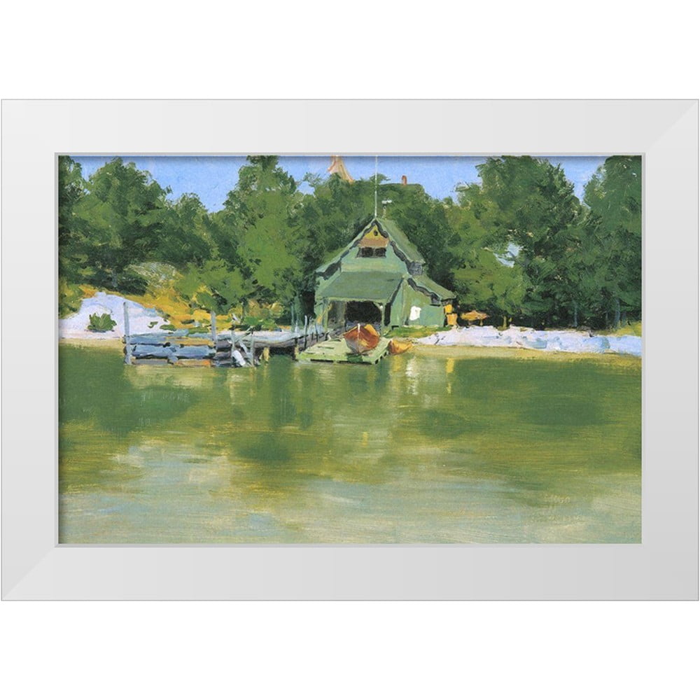 Remington, Frederic 32x23 White Modern Wood Framed Museum Art Print Titled - Remingtons Boat ...