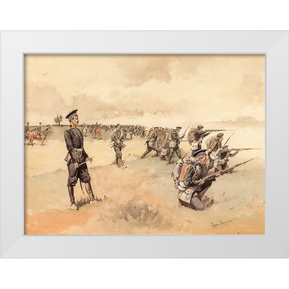 Remington, Frederic 32x25 White Modern Wood Framed Museum Art Print ...
