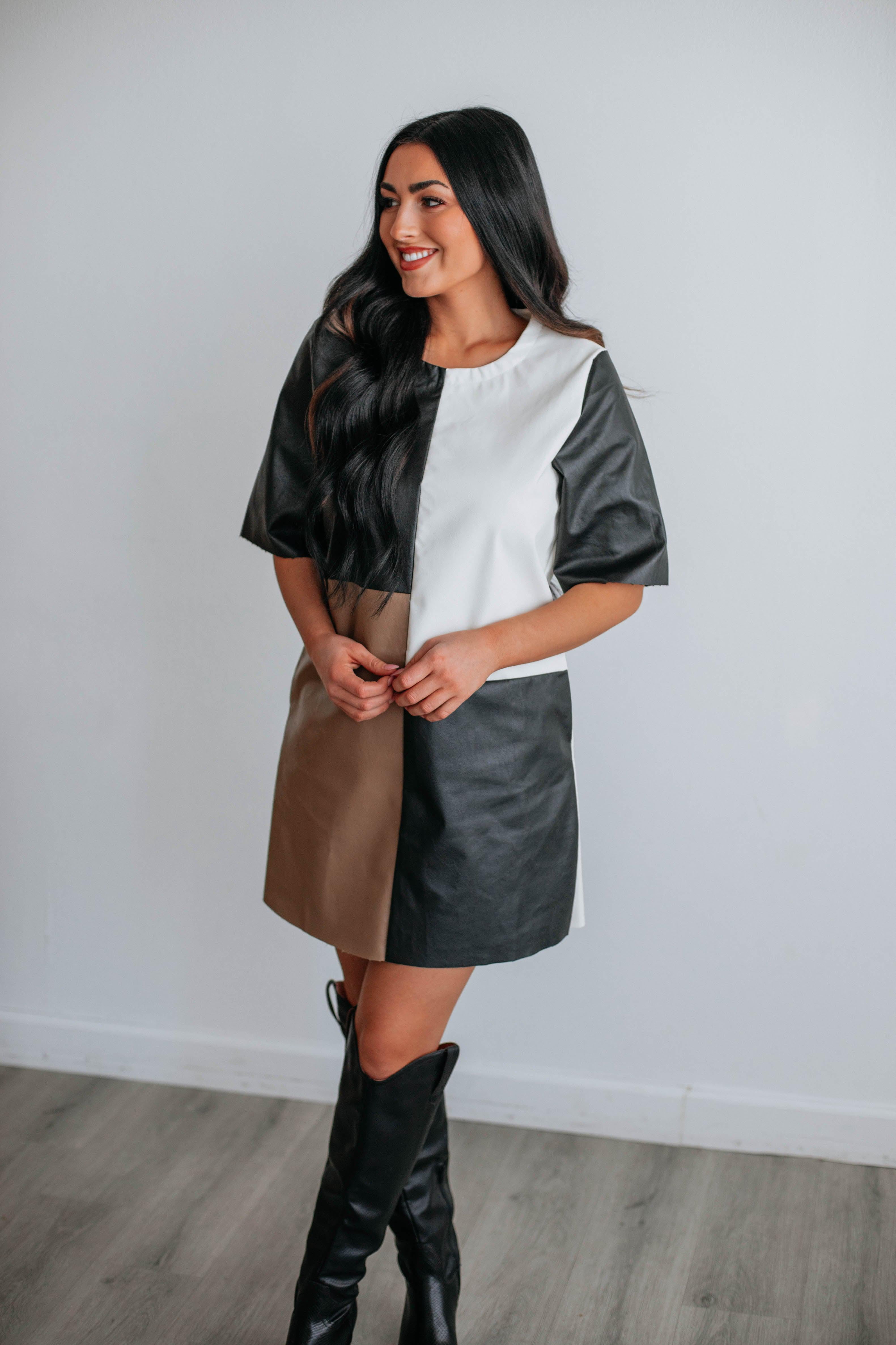 Remini Colorblock Leather Dress - Walmart.com