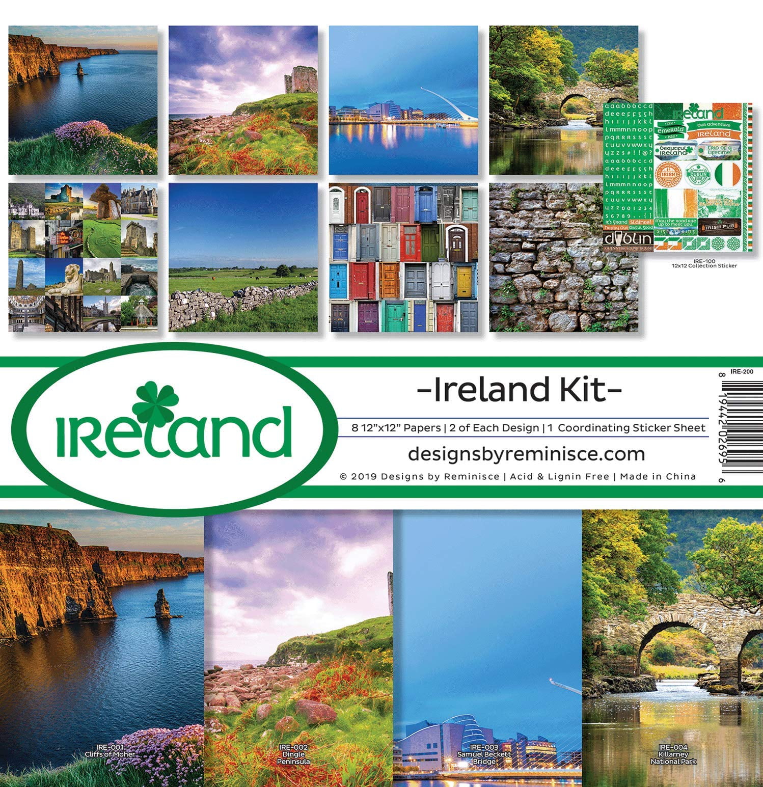 Reminisce Ireland Scrapbook Collection IFF17 Kit, Multi Color Palette ...