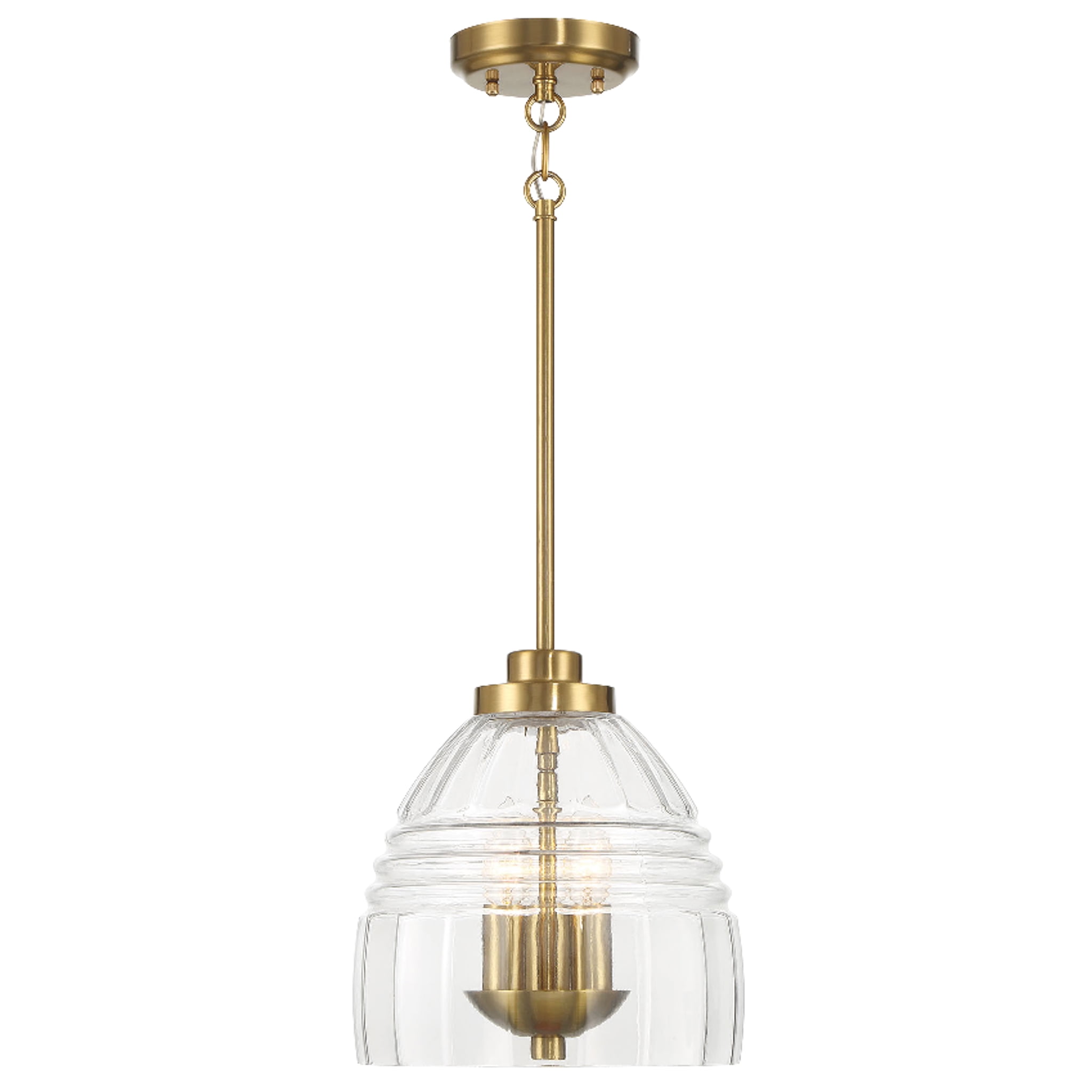 Remo 3-Light Metal Pendant with Clear Glass Dome Shade and Satin Brass ...