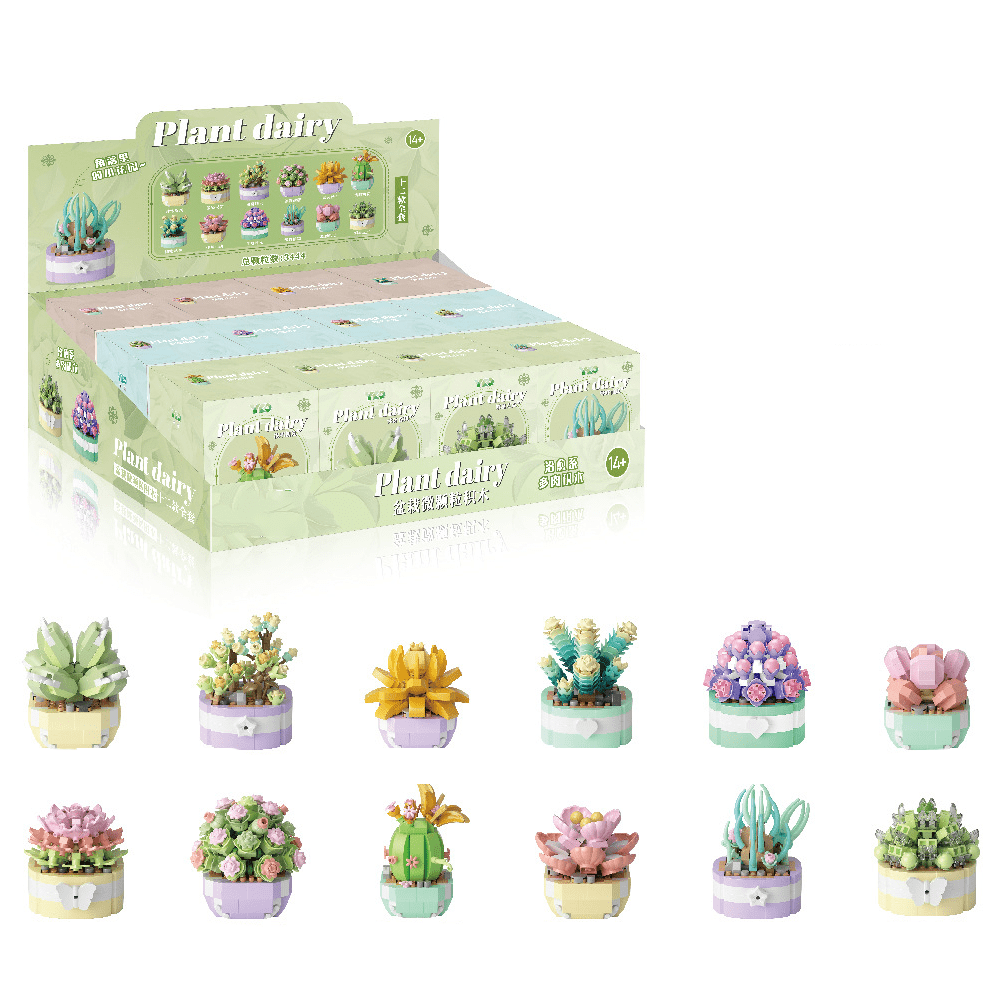 Remocguys 12 Succulent Flowers Building Sets Mini Bonsai Blocks for ...