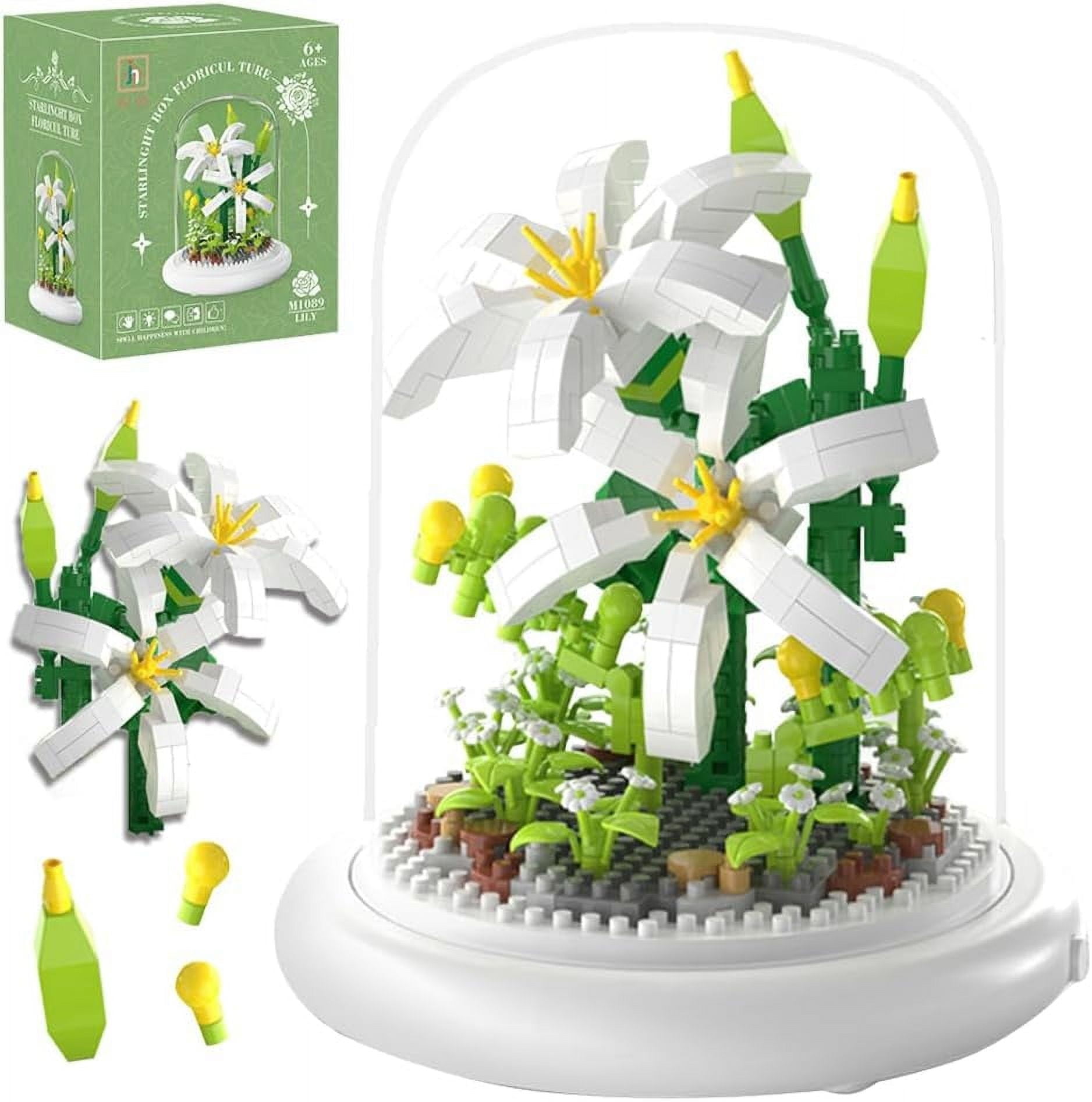 Remocguys White Lily Flower Building Set with Cover Not Compatible with ...
