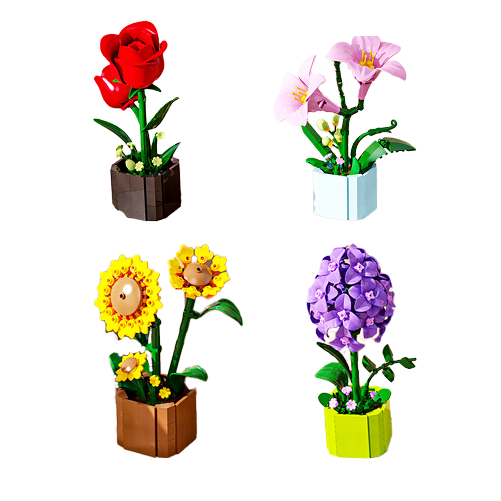 Remocguys Flowers Bonsai Building Sets Rose Sunflower Lily Lilacs ...