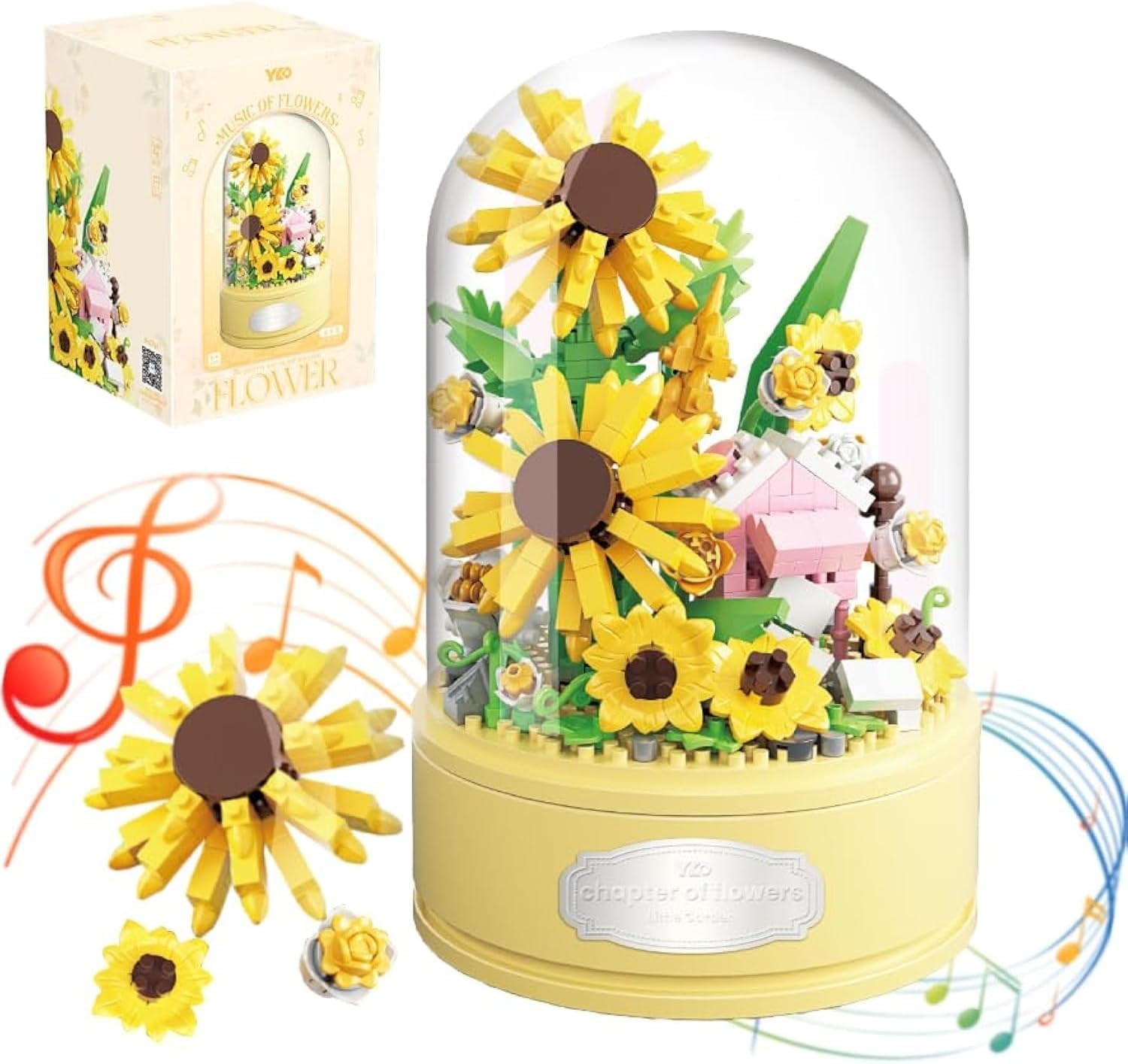 Remocguys Flowers Bouquet Building Set Sunflower Music Box Kit for ...