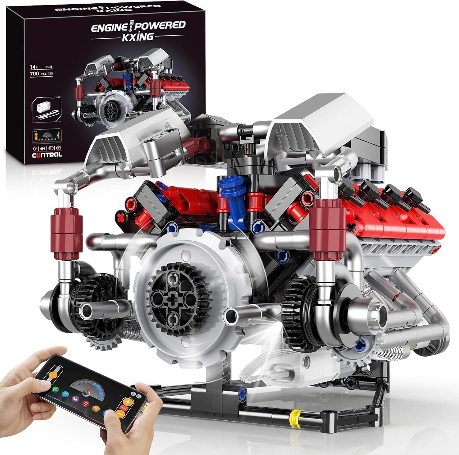 Remocguys Mechanical V8 Engine Model Building Blocks Set with Motor ...