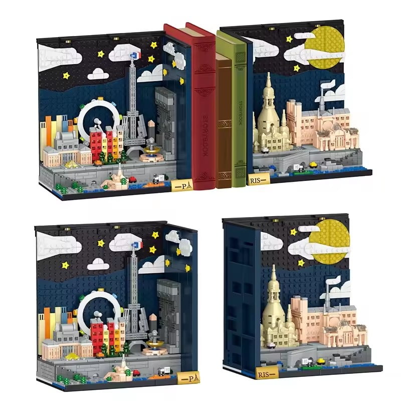 Remocguys Paris Skyline Bookends Building Blocks Set with LED ...