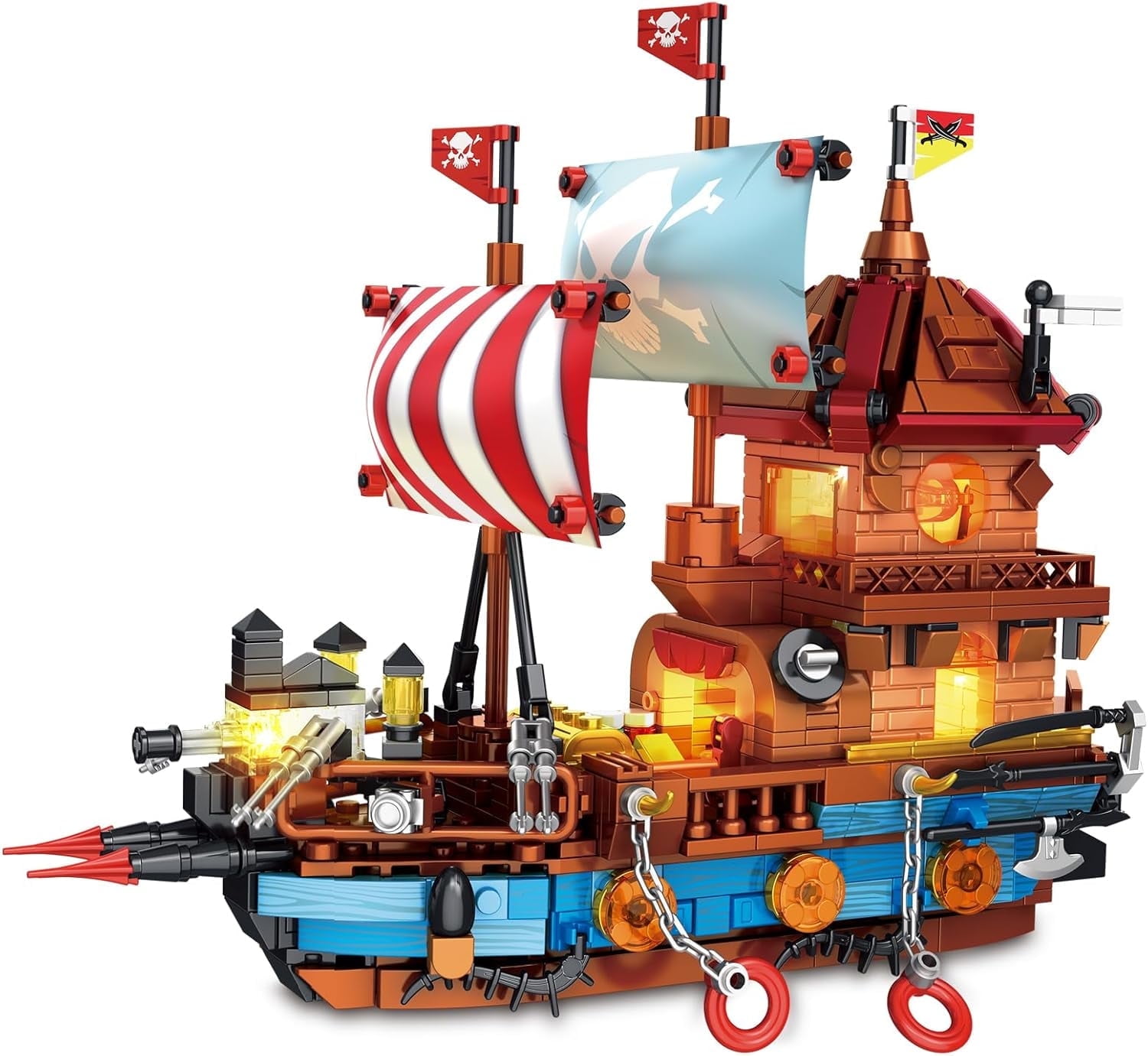 Remocguys, Pirate Ship Building Blocks Set, 916pcs, with LED lights ...