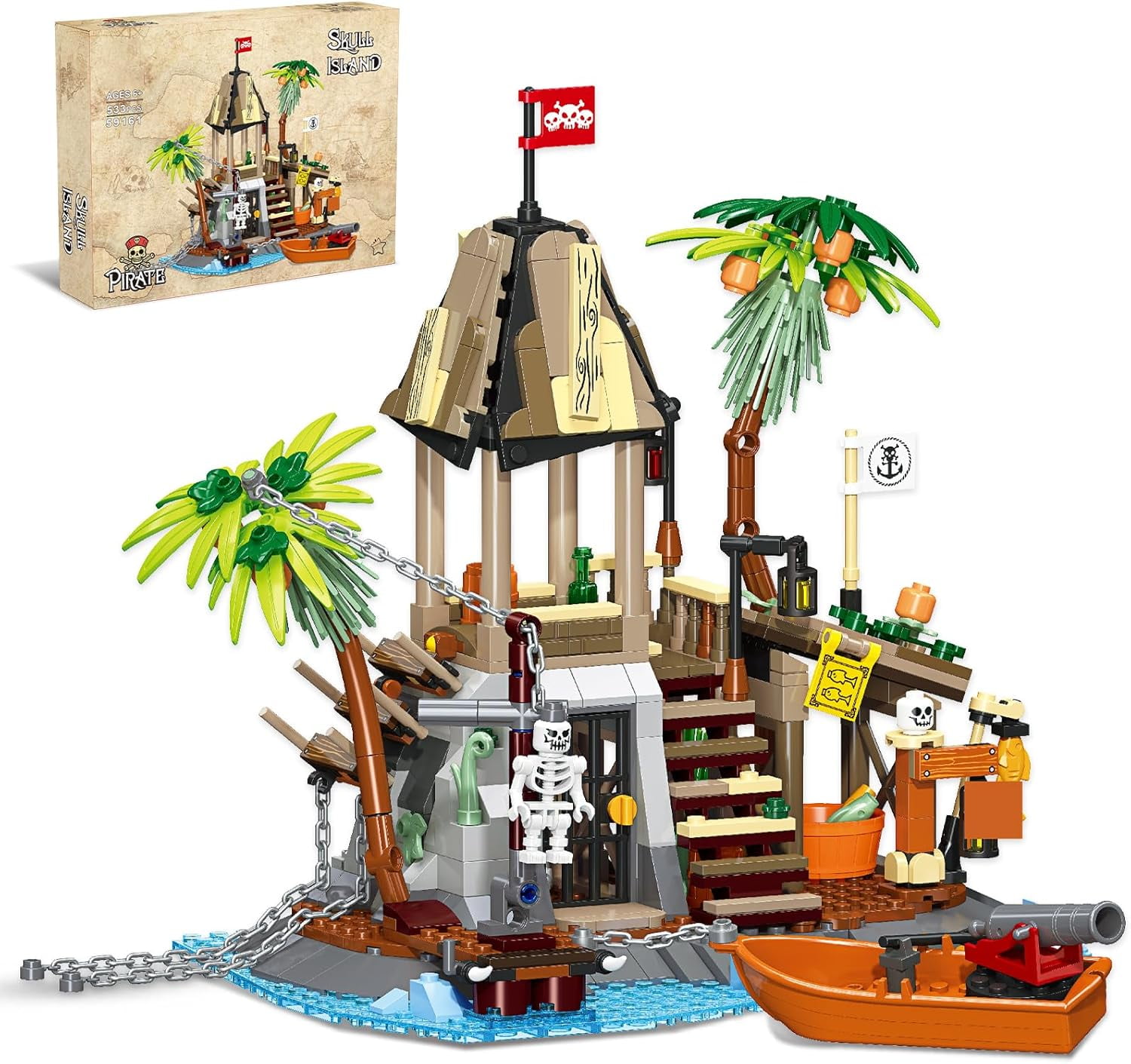 Remocguys Pirate Ship Building Sets Compatible with Lego Boat Skull ...