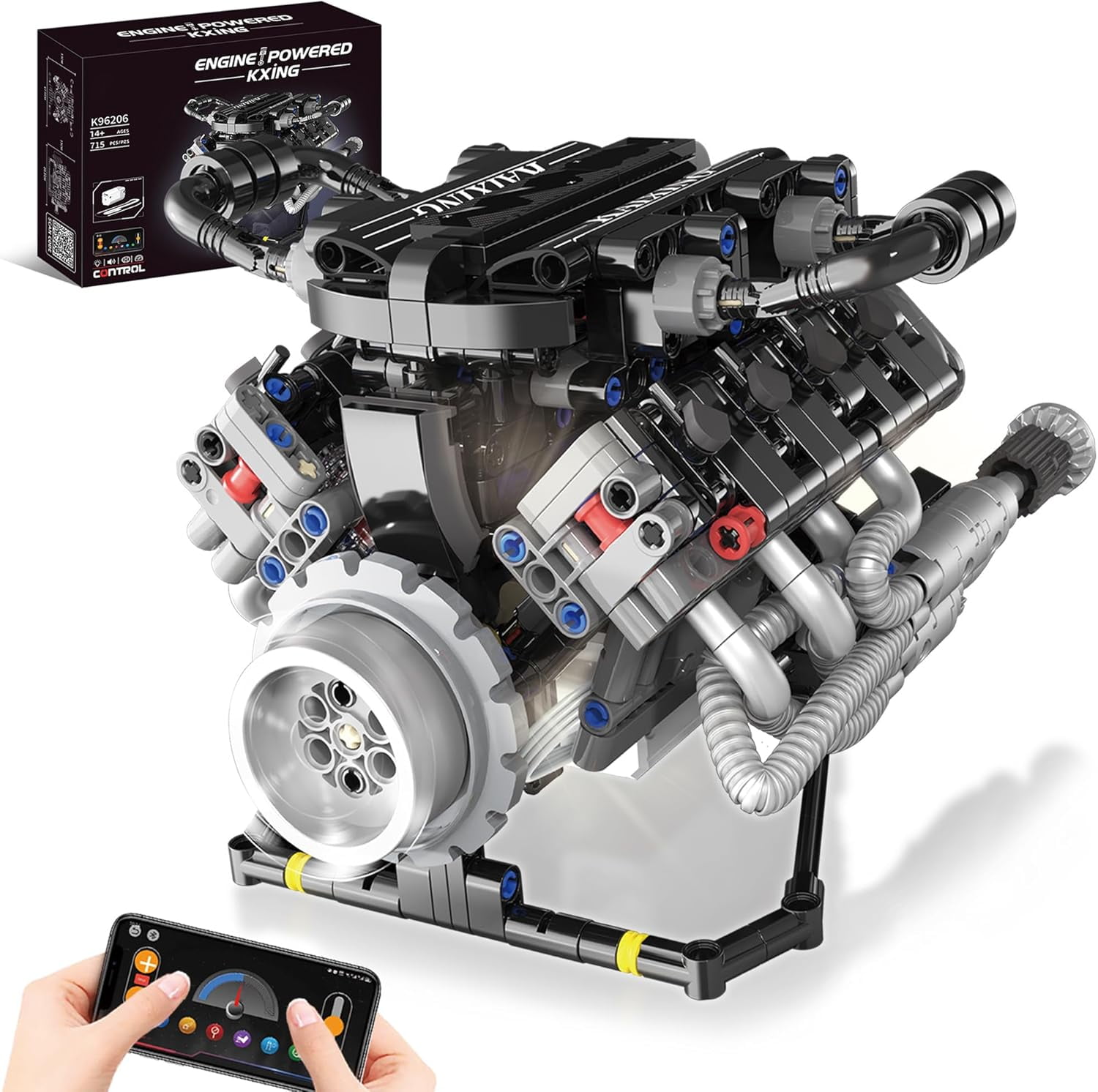 Remocguys V8 Mini Engine Model Kit That Runs Building Sets with Motor ...