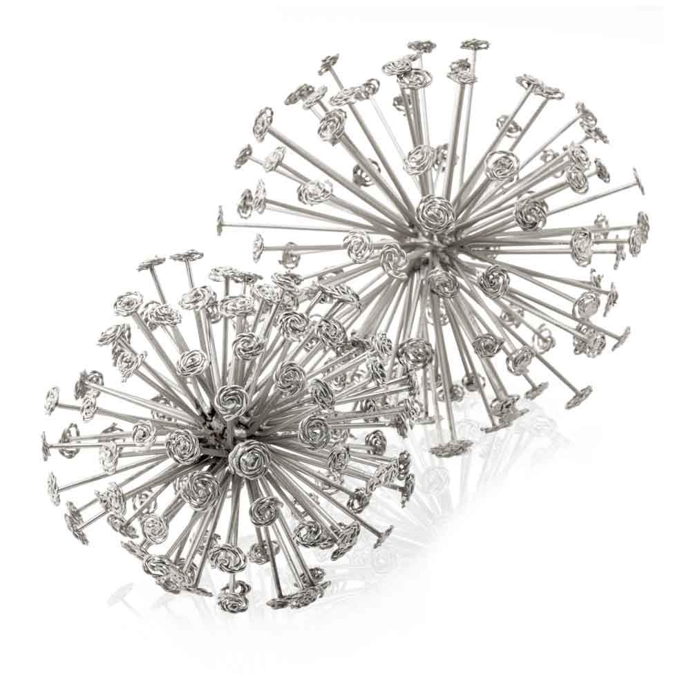 Remolino Starburst Silver Spheres - Set of 2, Silver, Sphere, Sits on ...
