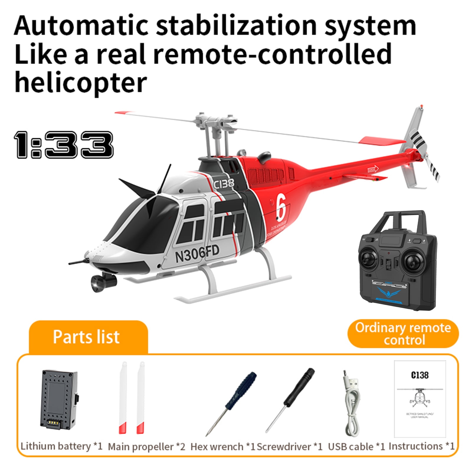 Remote 2.4GHz Remote Control Helicopter 4CH Single Propeller Helicopter ...