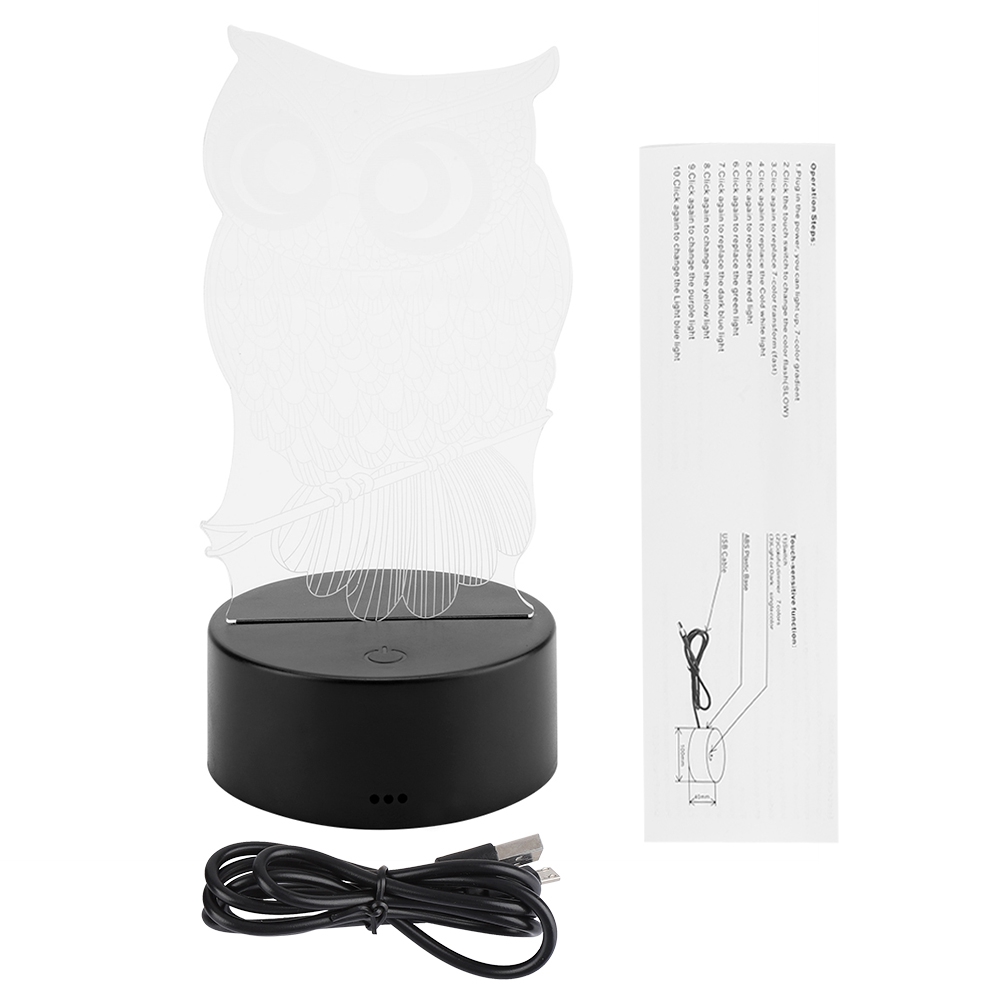 Remote 3D Night Lights Table Desk LED Illusion Lamps (Black Base ...