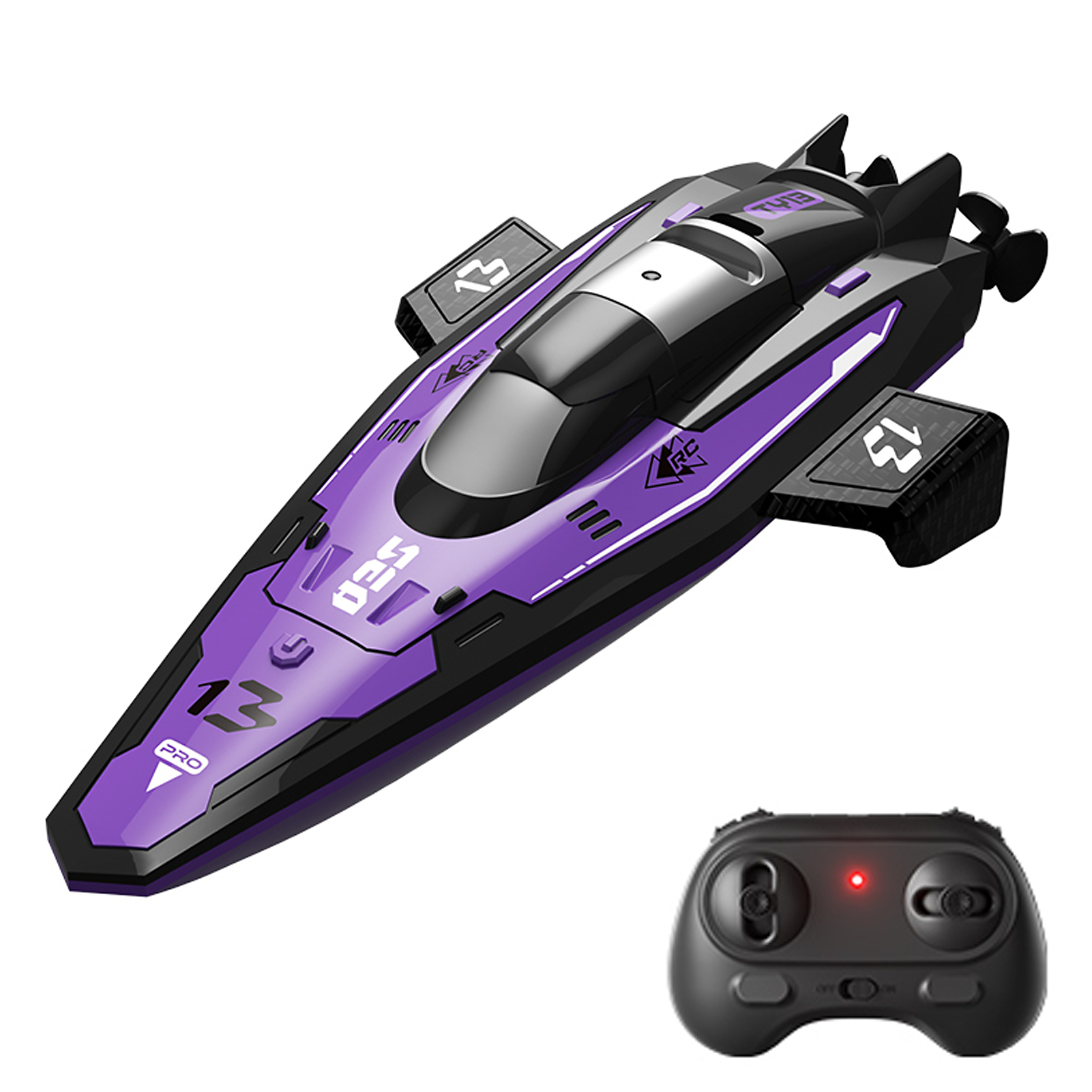 Remote Boat,Waterproof Speed Boat Stunt Boat Kids Boat Kids Purple ...