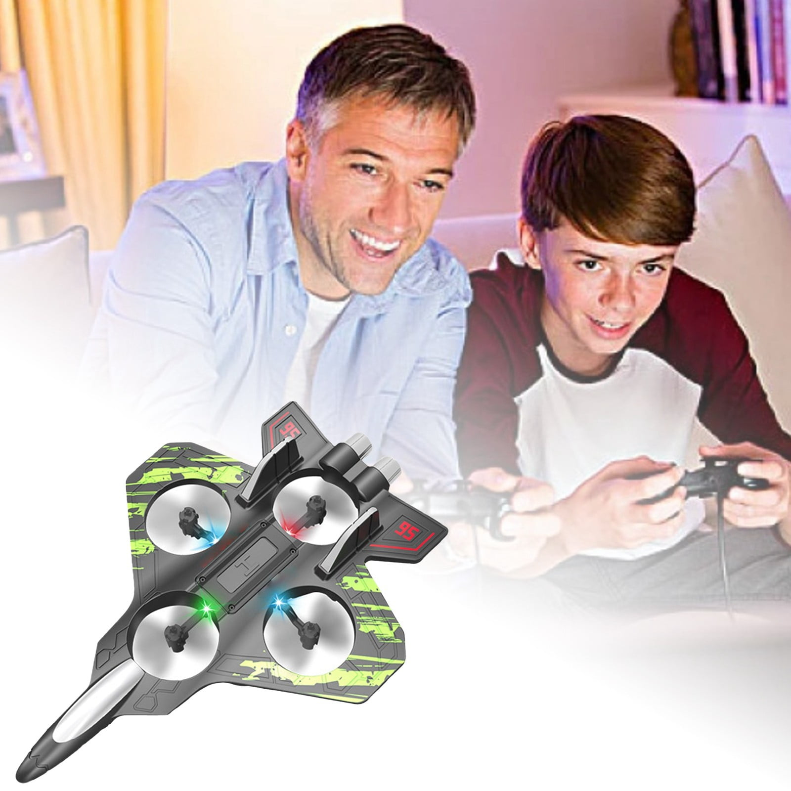 Remote Control Aircraft Quadcopter Toy for Kids with Foam Glider Model and Helicopter Features ...