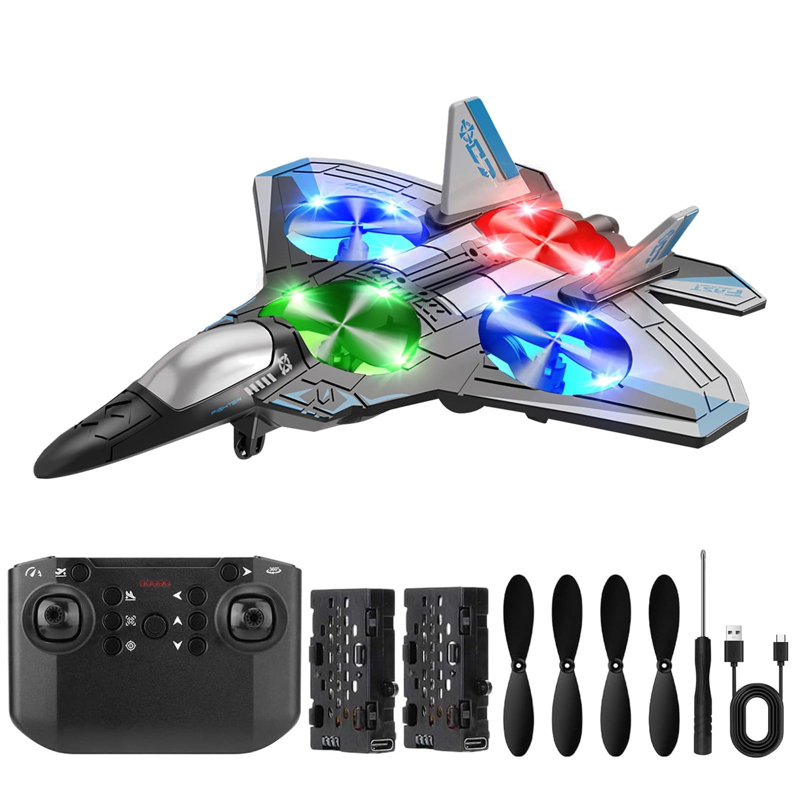 Remote Control Airplane Fixed Wing RC Flying Toy Model with LED Lights ...