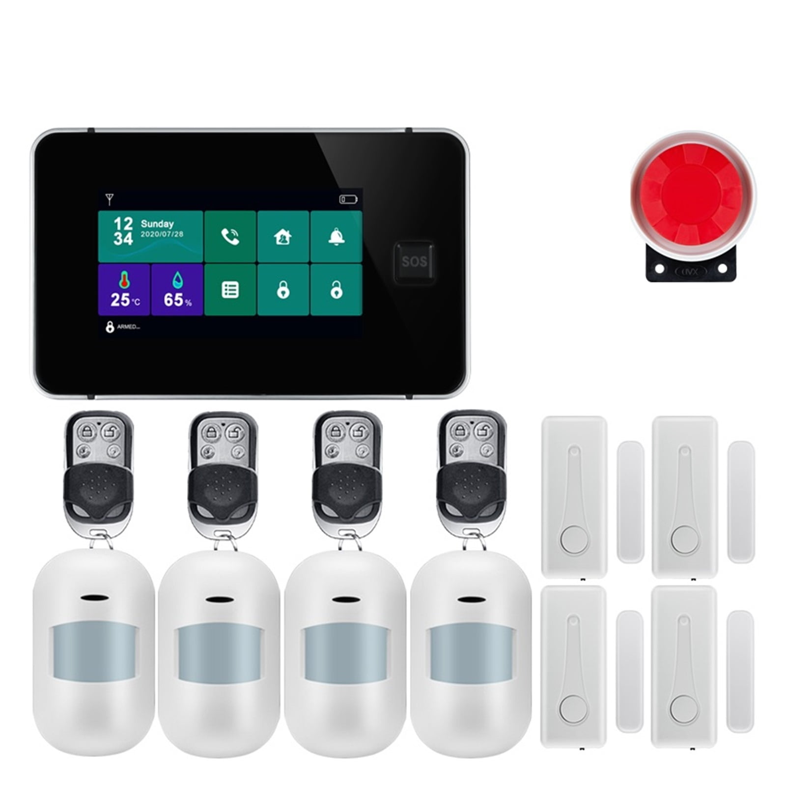 Remote Control Alarm Panel Switchable Language Wireless Home Security ...