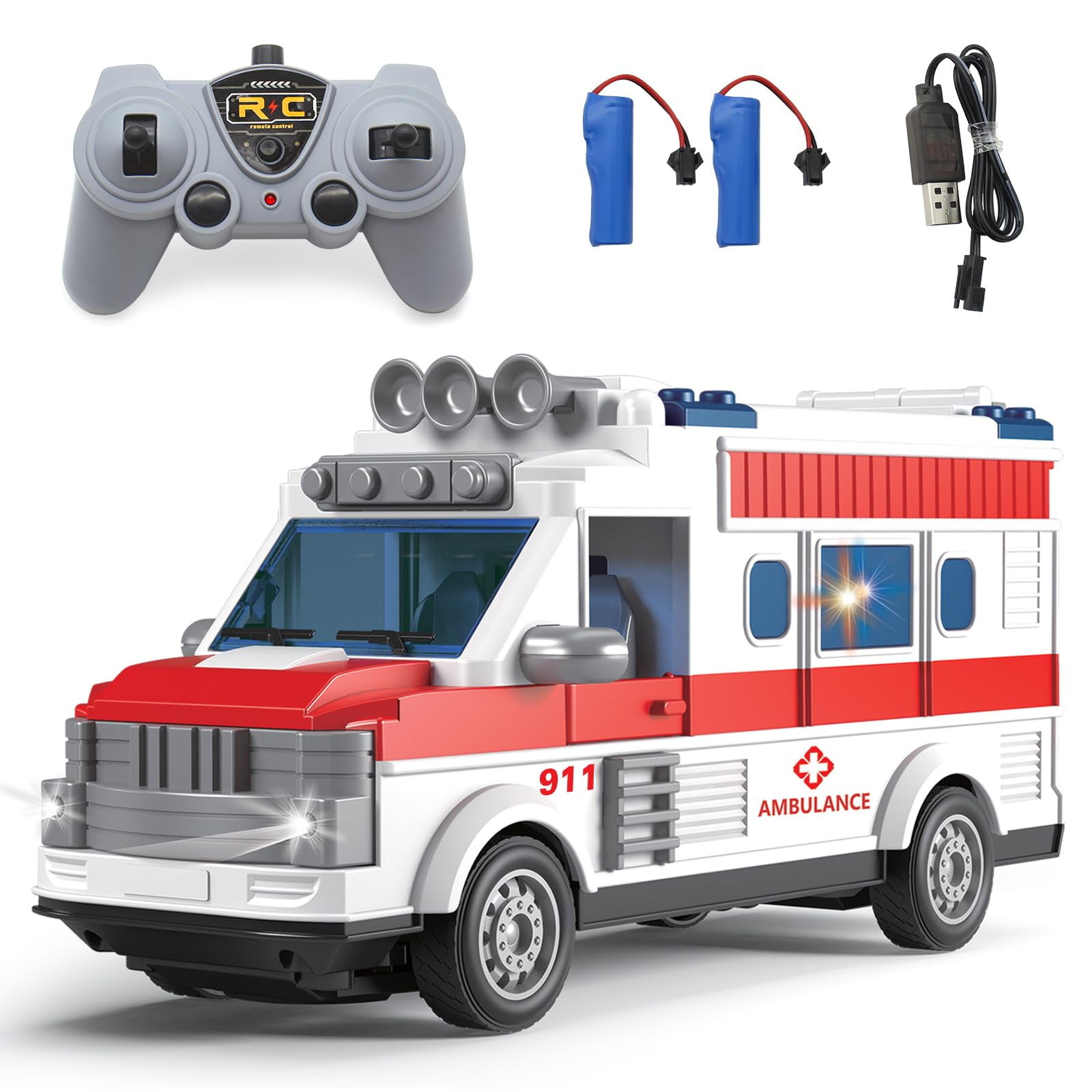 Remote Control Ambulance 2.4G RC Car Aid Truck Toy Model with Flashing ...