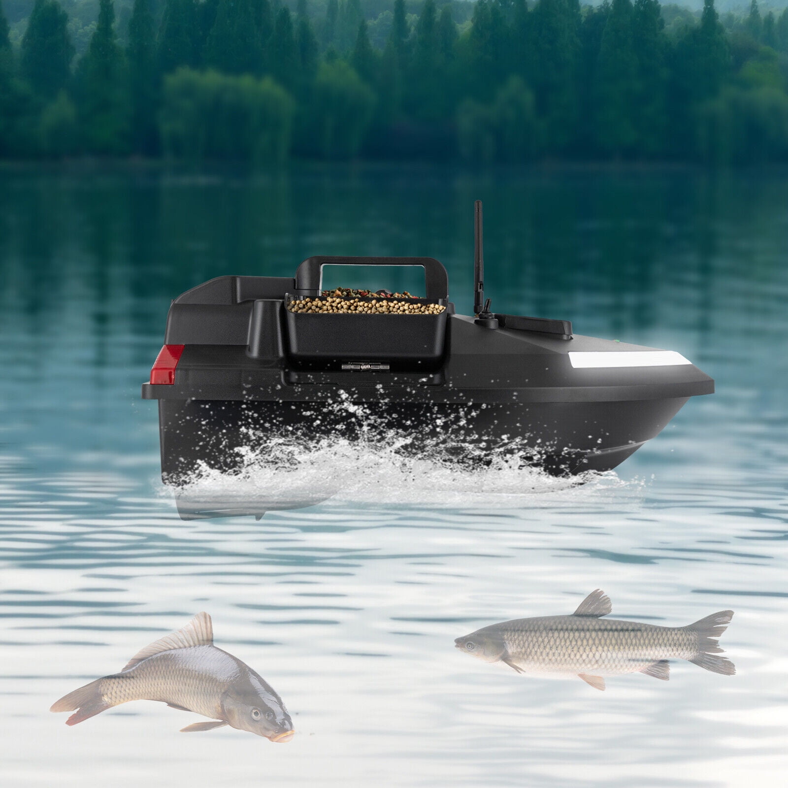 Remote Control Bait Boat, Remote Control Fish Bait Boat ABS Black GPS ...