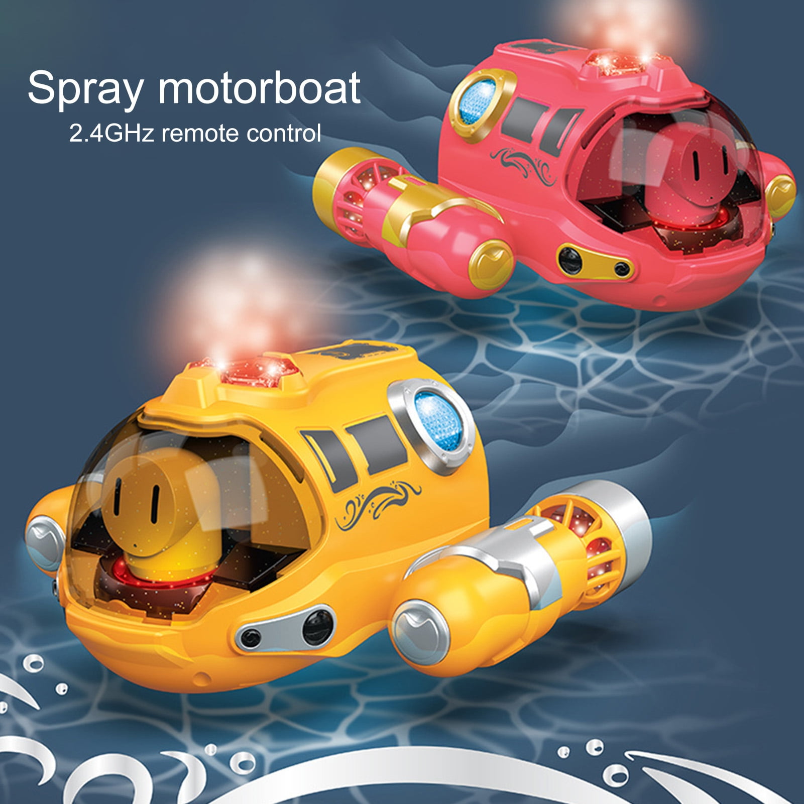 Remote Control Boat - Double Propeller Cartoon Spray Gasboat with LED ...