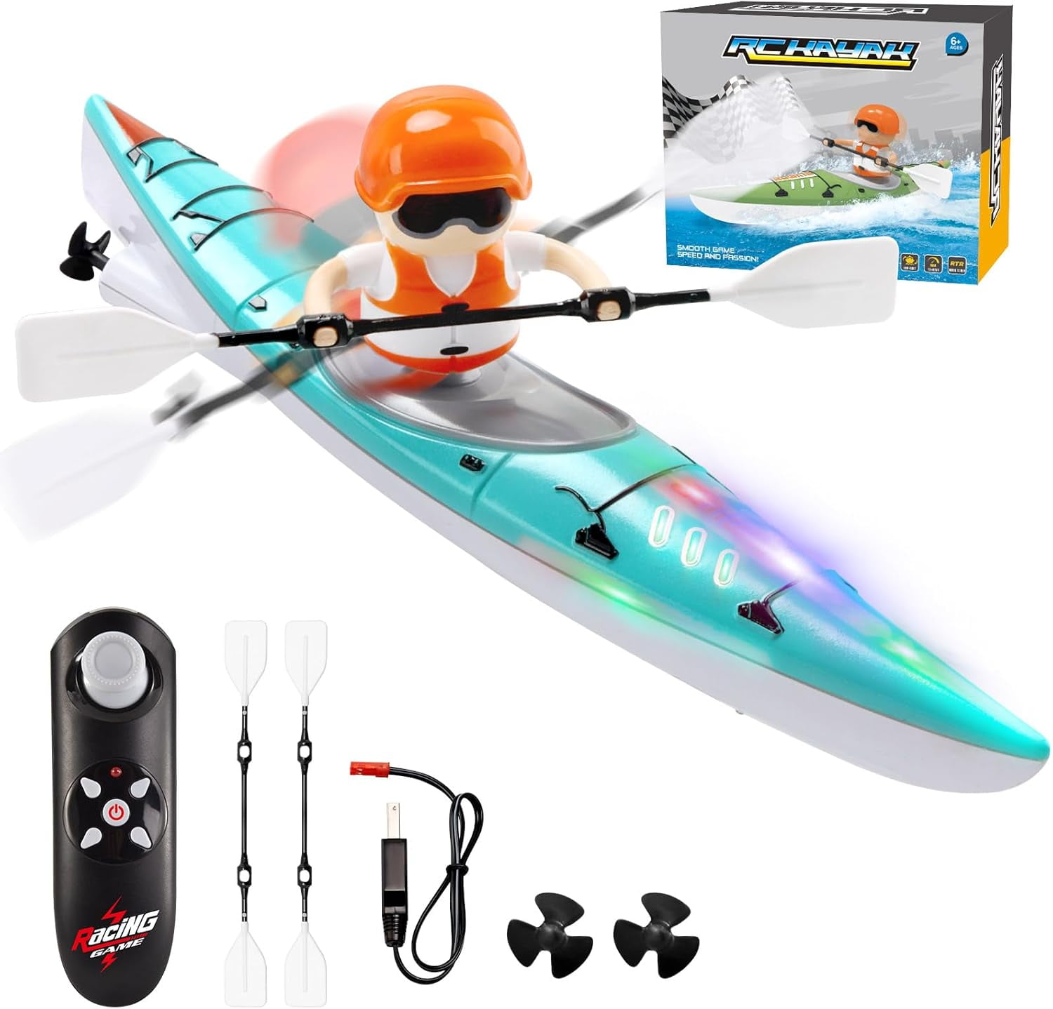 Remote Control Boat for Kids 6-12: Rc Speedboat Toy with Led Lights ...