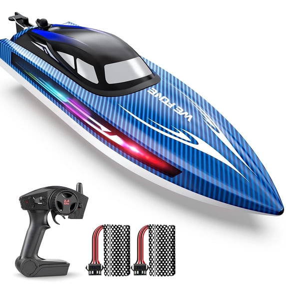 WEFONE WF17 RC Boat, 15+ MPH Fast, LED Lights, Self-Righting, 2 ...