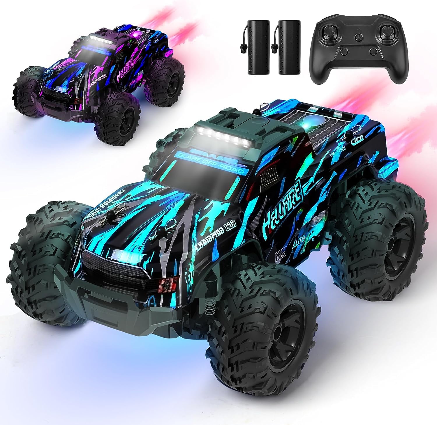 1:18 Scale Rechargeable RC Car with Sprays and Lights, All Terrains ...
