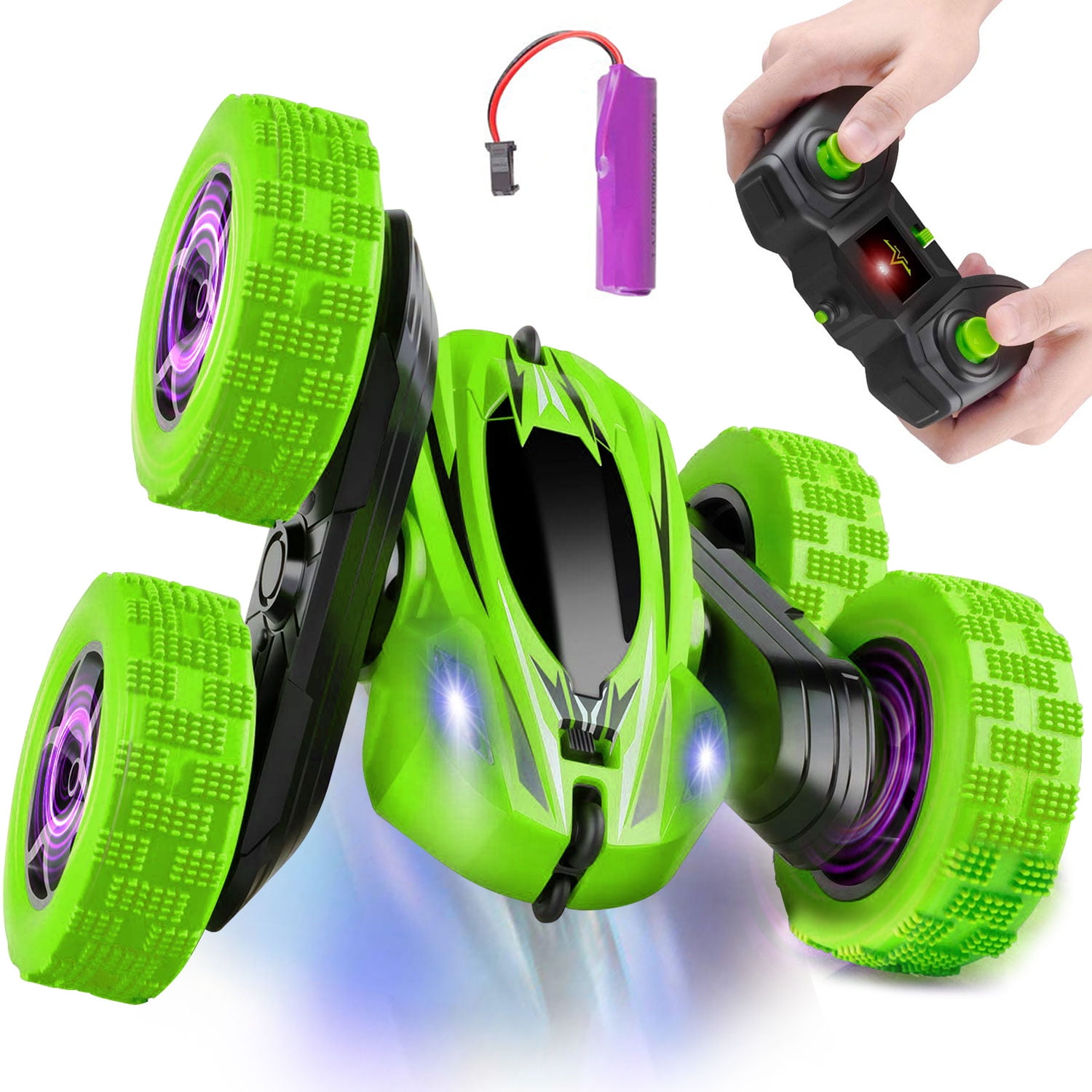 Remote Control Car,2.4GHz Electric Race RC Stunt Car, Double Sided 360°Flips Rotating Vehicles ...