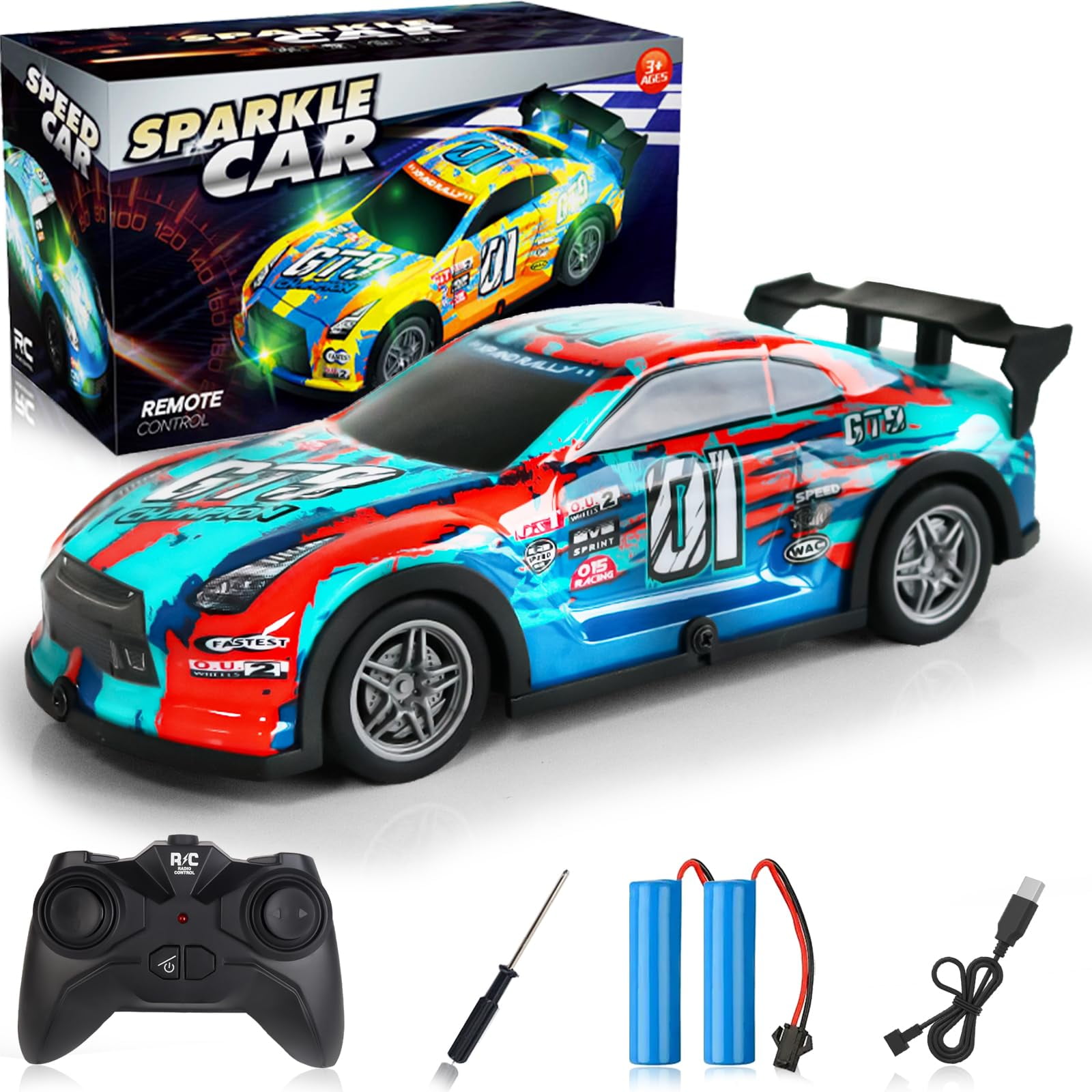 Remote Control Car, 2.4GHz Light Up RC Car Toys, 1:22 Scale 15KM H Off Road with Cool LED Lights ...