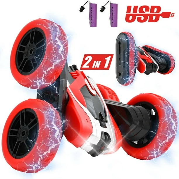 Remote Control Car, 2 IN 1 RC Stunt Cars Toy, 4WD Rechargeable Double Sided 360° Rotating RC Car ...