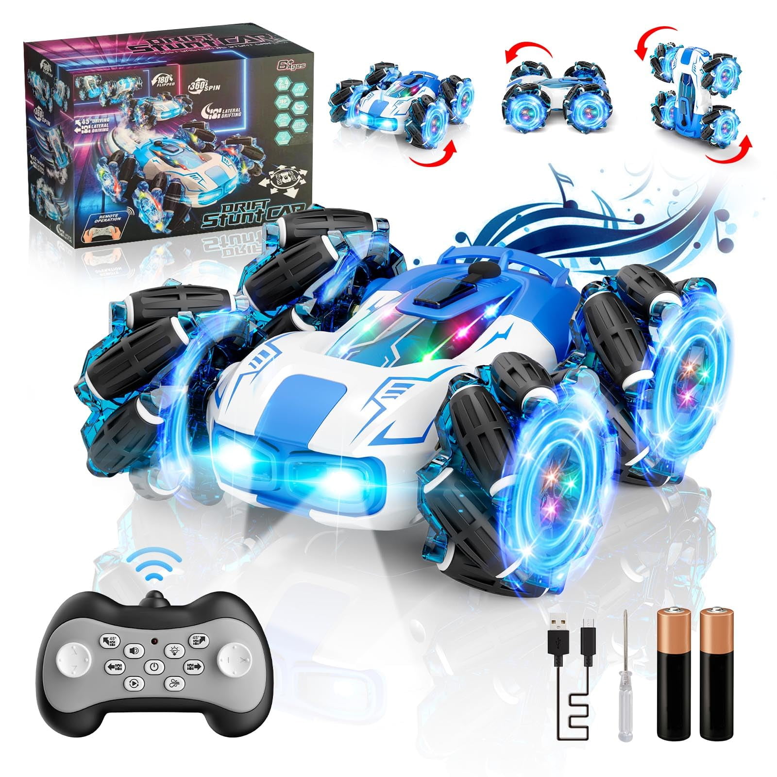 Remote Control Car 4WD with 360° Rotating Drift Stunt Rc Cars | 2.4GHz ...