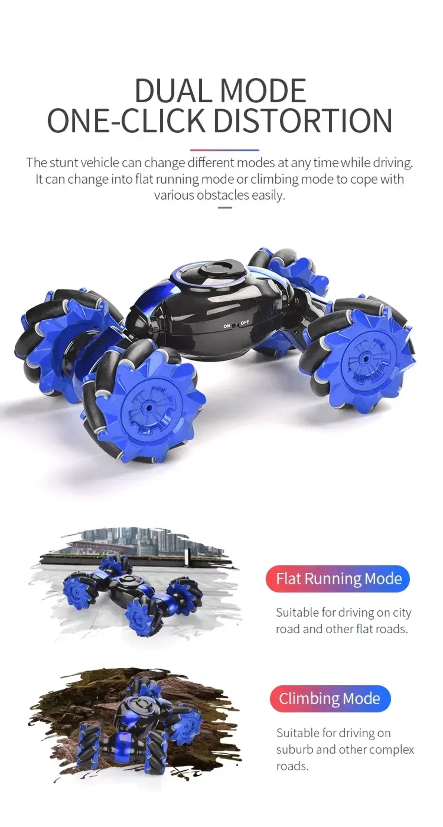 Remote Control Car, 4WD Off-Road RC Stunt Truck Toy 360° Rotation Drift ...