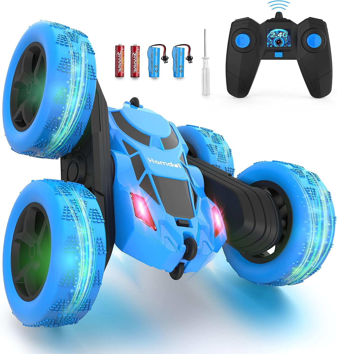 Remote Control Car for 6-12 Year Old Double Sided 360°Rotating 4WD RC Cars with Headlights 2 ...