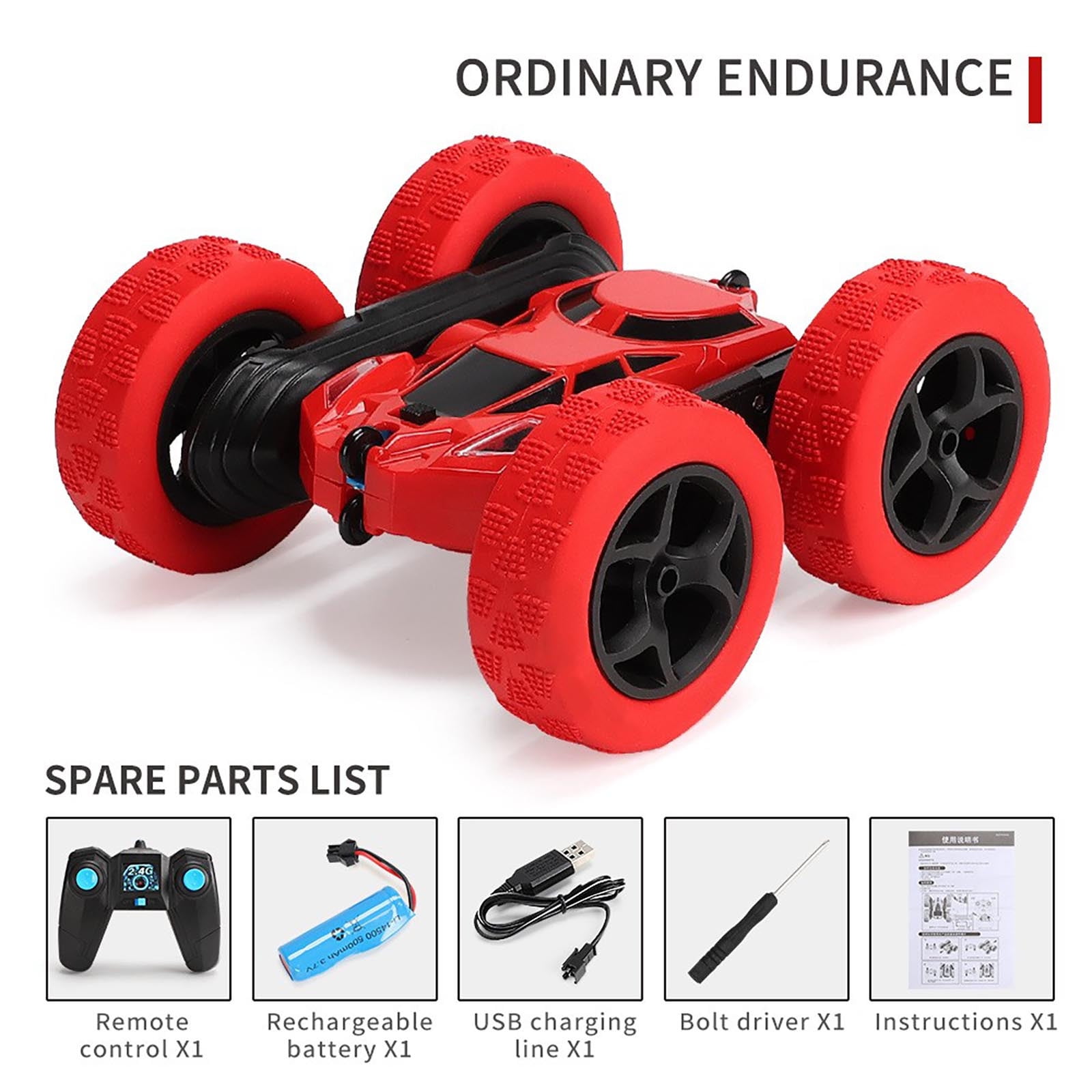 Remote Control Car Double Sided 360°Rotating 4 RC Cars With Headlights ...