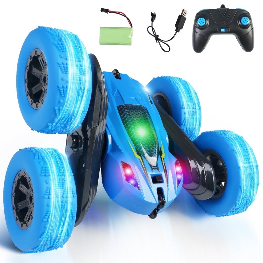 4WD RC Car with LED Lights, 360° Rotating, Double Sided, Electric Race ...