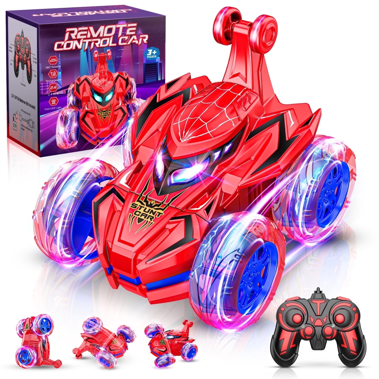 Remote Control Car for Kids, 2.4GHz RC Stunt Cars 360° Spinning RC Cars ...