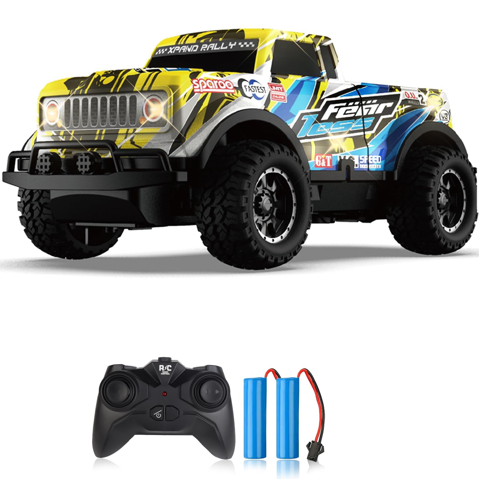 Remote Control Car, Light Up RC Car Toys, 2.4GHz 1:24 Scale 15KM/H Off ...
