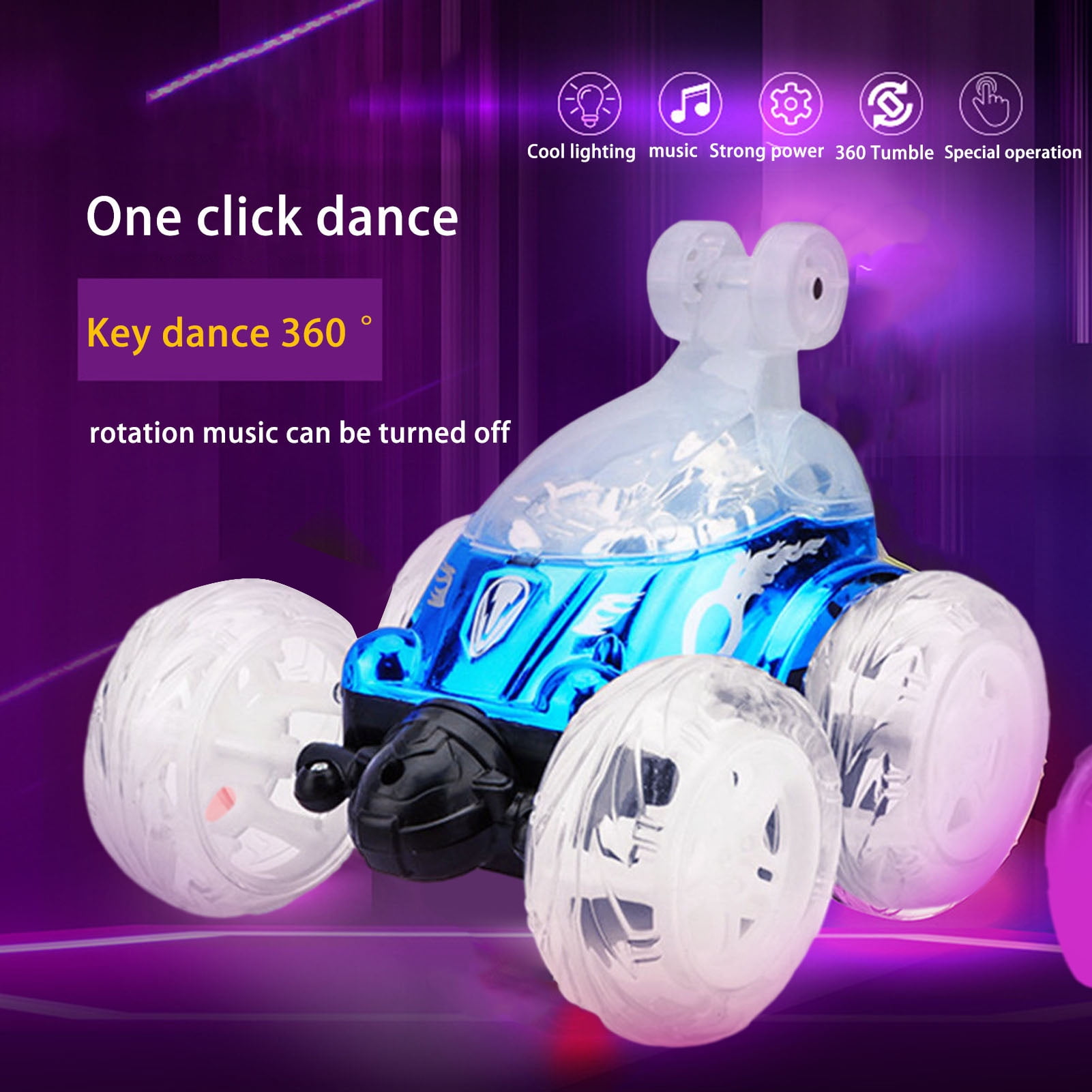 Remote Control Car with Music Colorful Lights 360-degree Flip Stunt Drift Dump Truck Interactive ...