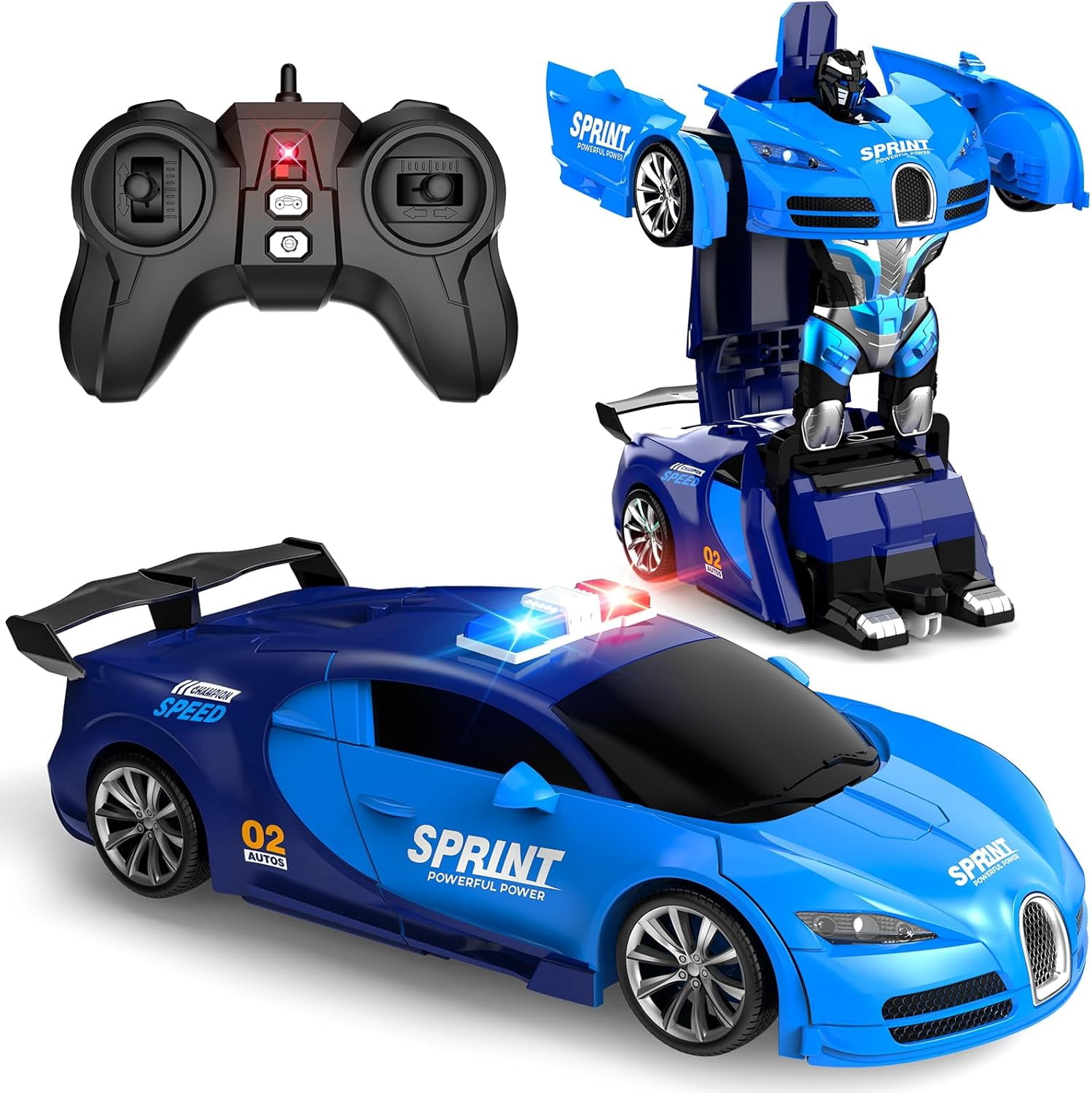 Remote Control Car, One-Click Becoming Robot Transforming Toys Car for ...