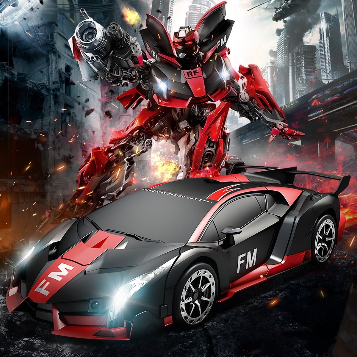 Remote Control Car, POPO RC Cars LED Light,One-Button Transforming, 360 ...