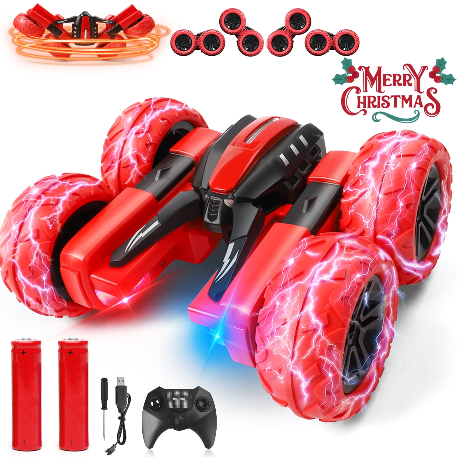 4WD 2.4Ghz RC Stunt Car, 360° Spinning with LED Lights, Birthday Christmas Gift - Walmart.com