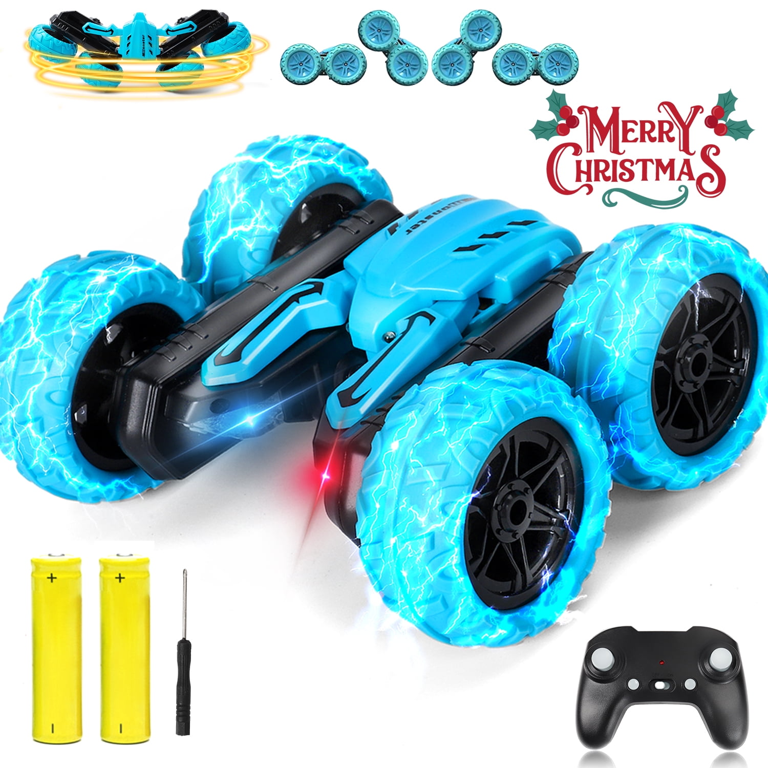 Walmart RC Cars Stunt Toy, Double-Sided Drive, 4WD 2.4Ghz, 360° Rotating with LED Lights, Boys ...