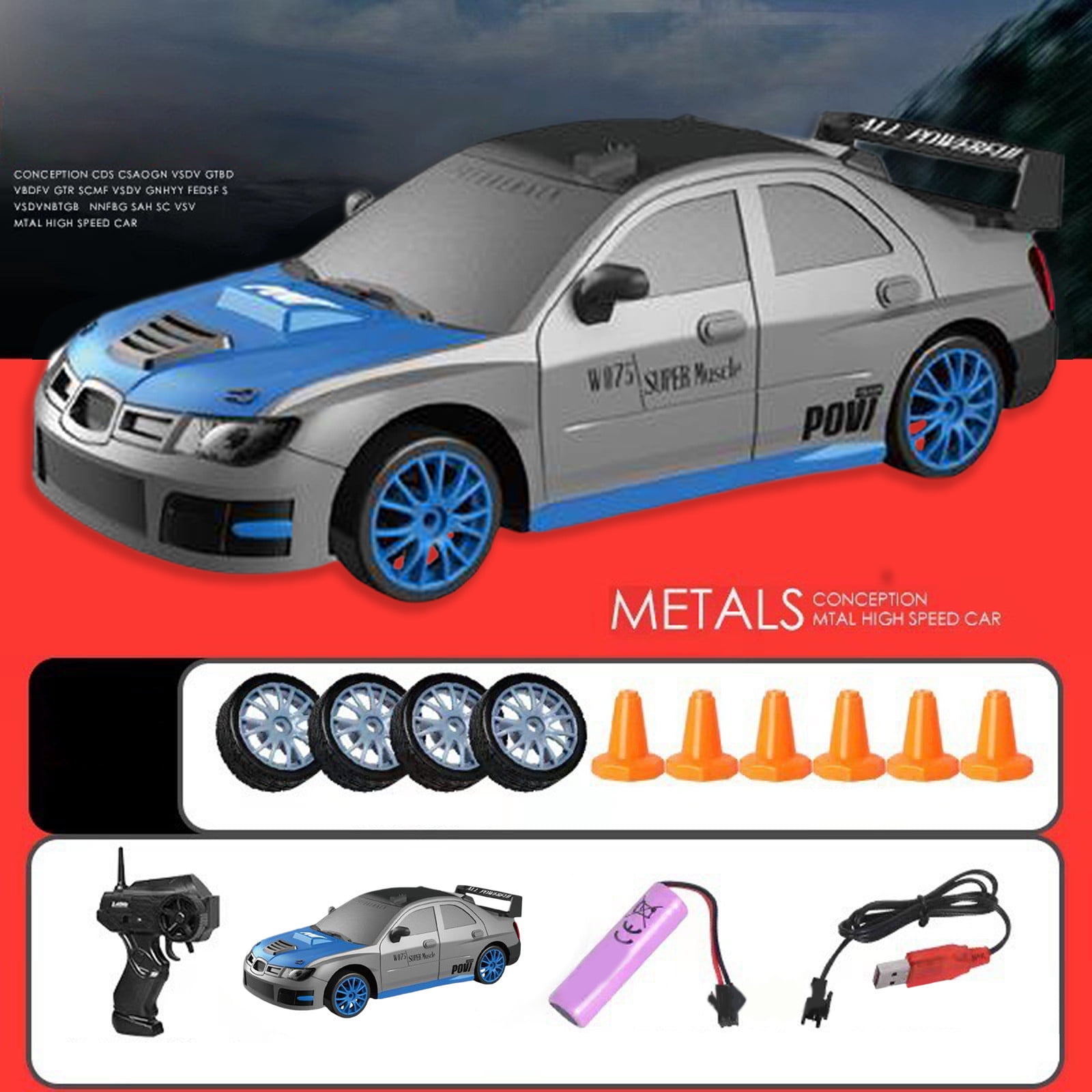 Remote Control Car RC Drift Car 2.4GHz 1:24 Scale 4WD 15KM/H High Speed ...