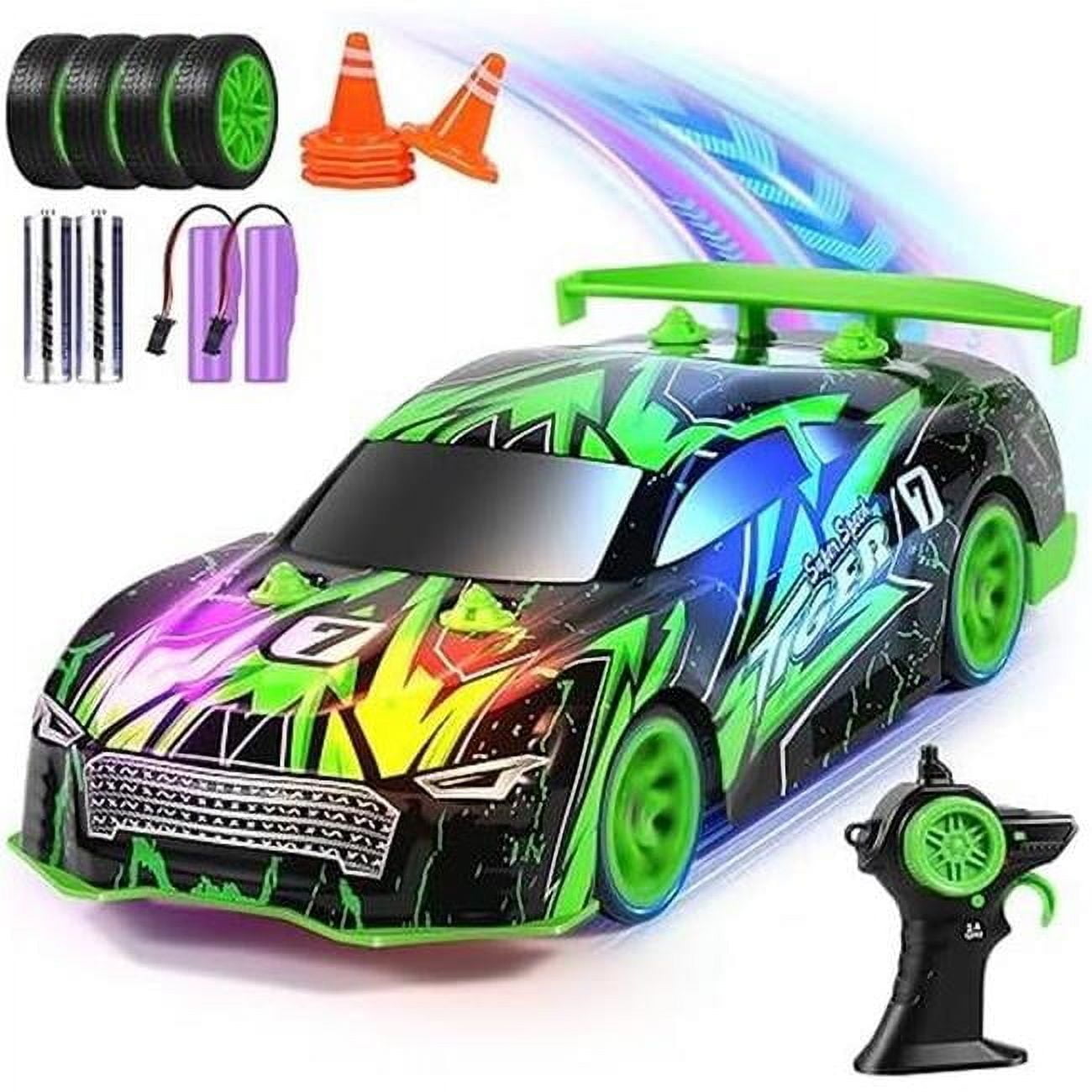 Remote Control Car - Race Drift Stunt Car with LED Lights Glow, 14KM-H ...